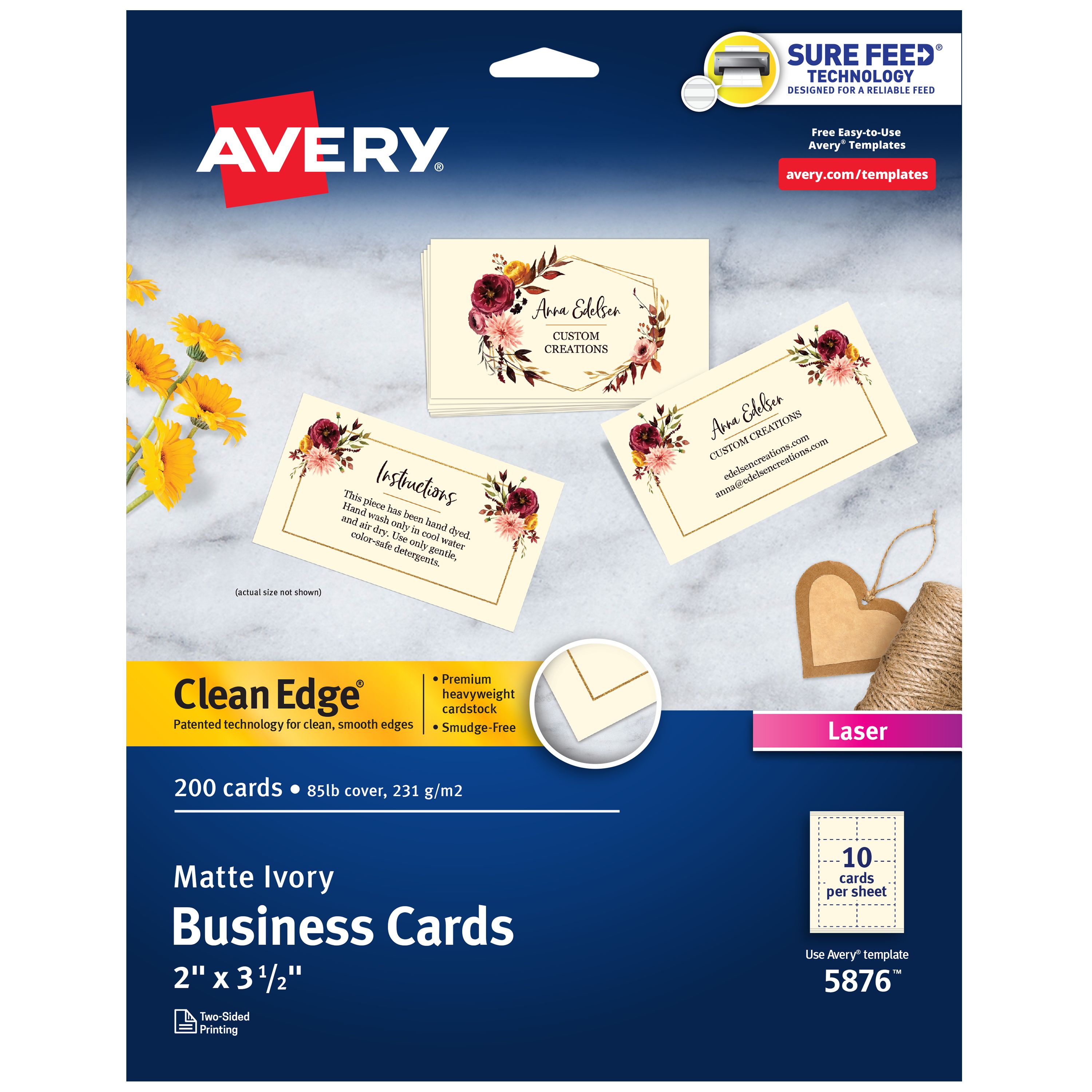 Clean Edge(R) Printable Business Cards, Ivory 5876 | Avery | Avery
